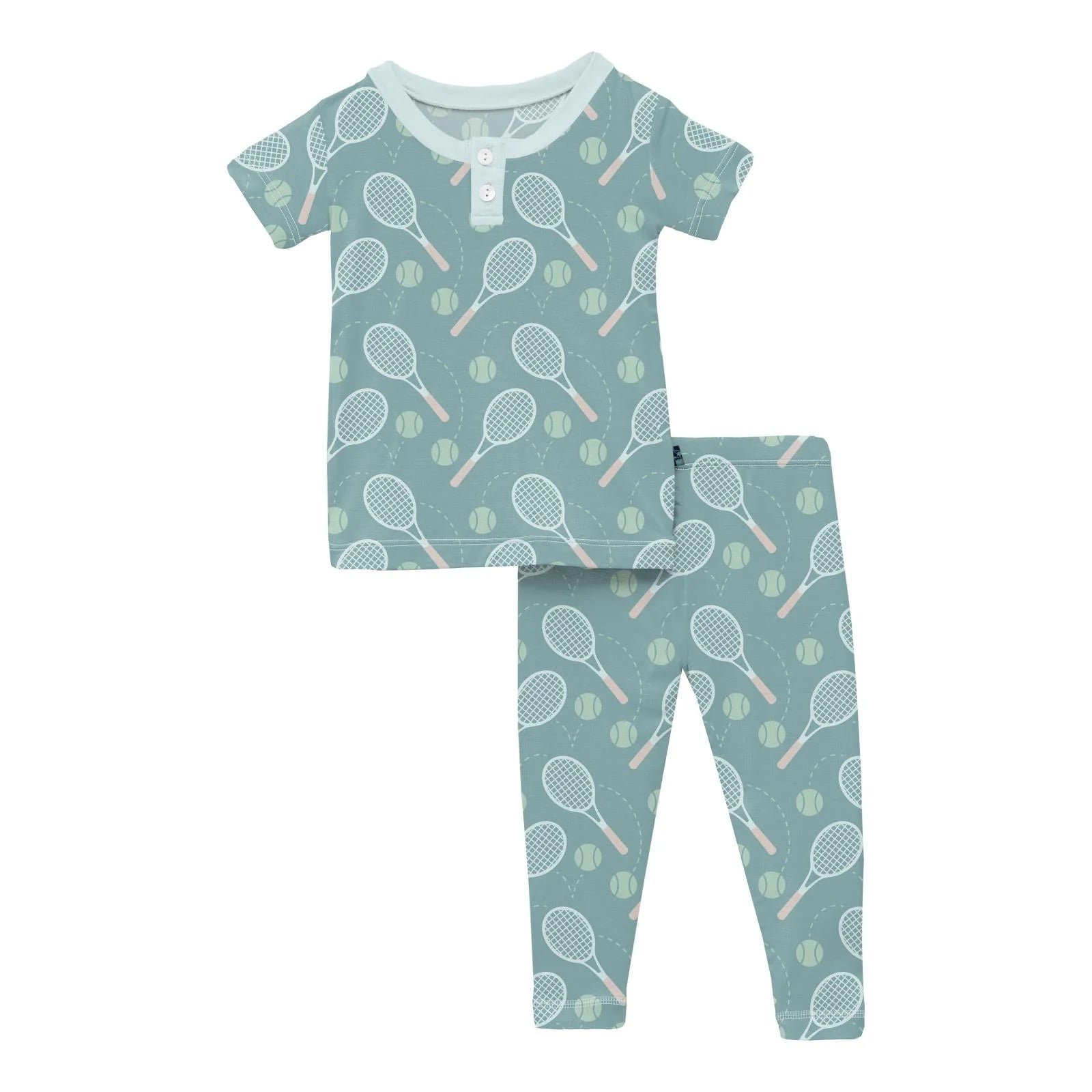 Kickee Pants Short Sleeve Henley Pajama Set in Jade Tennis – Vann & Liv
